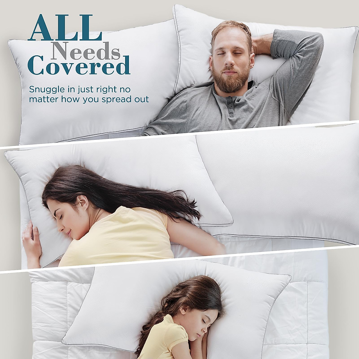 viewstar Pillows Queen Size Set of 2, Down Alternative Bed Pillows, Back Side Sleeper Pillow for Neck and Shoulder Support, Soft Fluffy Hotel Pillows with Gusset Design, Machine Washable, 20" x 30"