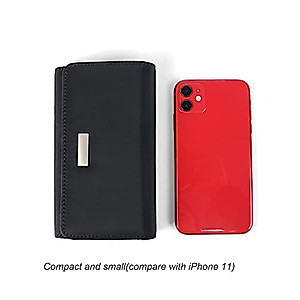 Fanna Small Compact Wallet for Women, Large Capacity Multi Card Clutch Organizer with Zipper Pocket (Black)