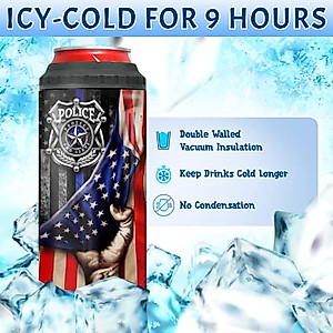 winorax Thin Blue Line Police Nutrition Facts 4-in-1 Tumbler Can Cooler Gifts for Men Police Academy Graduation Cops Officer American Flag