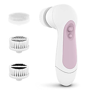 Waterproof Facial Cleansing Spin Brush Set with 3 Exfoliating Brush Heads - Electric Face Scrubber Cleanser Brush by CLSEVXY - Face Brush for Gentle Exfoliation and Deep Scrubbing