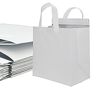 AIVYGDEN Insulated Take Away Bags,Thermal Insulation Food Bag for Coffee,Milky Tea,Take-away Dinner,Fresh Seafood,Cold or Warm Food drive for Restaurant,Retail Store or Picnic/BBQ (White / 12-Pack)