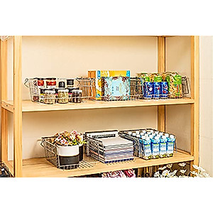 SANNO 14" Large Bin Baskets Stacking Farmhouse Baskets Wire Storage Baskets Organization Farmhouse Scoop Baksket for Pantry, Kitchen, Closets, Bathroom, Cabinets, Kitchen, Set of 3