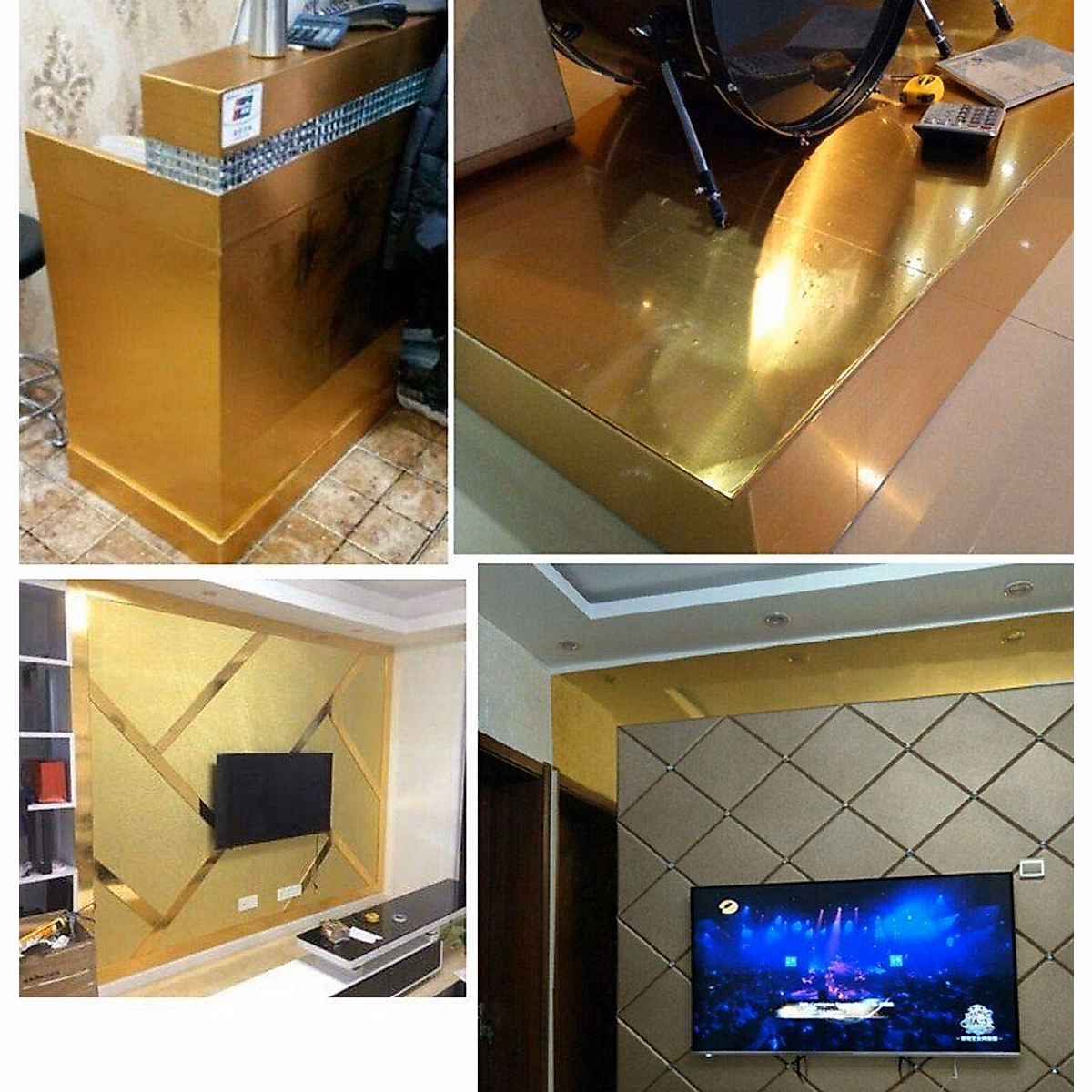 Hopepak Gold Contact Paper 17.7''x118'' Gold Metallic Peel and Stick Wallpaper Decorative Self Adhesive Removable Waterproof Wallpaper for Furniture Home DIY Decor Shelf Liner Easy to Clean