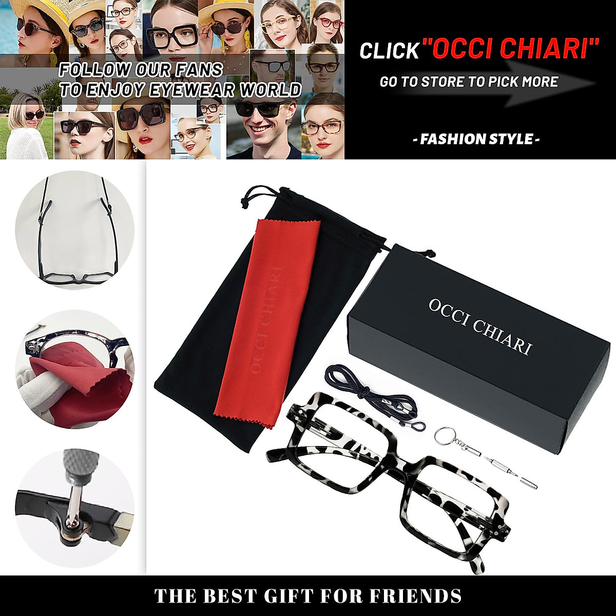 OCCI CHIARI Reading Glasses 2.5 Fashion Reader Lady's Eyeglasses(1.0 1.25 1.5 1.75 2.0 2.25 2.5 2.75 3.0 3.5 4.0 5.0 6.0)