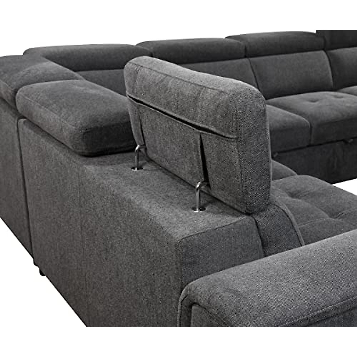 FANYE Oversized U-Shaped Sleeper Sectional Sofabed Sofa W/Pull Out Couch Bed & Wide Storage Chaise,7 Seaters Convertible Sofa&Couch with Adjustable Headrests for Home Apartment Living Room