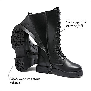 DREAM PAIRS Girls Riding Boots Knee High Side Zipper Mid Calf Shoes SDBO2216K Black-1 Size 12 Little Kid