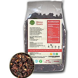 Eat Well Whole Hibiscus Flowers 16 oz Packet, Dried Hibiscus Flower for Hibiscus Tea Bulk Hibiscus Sabdariffa, Natural Edible Culinary Roselle Flowers, Gourmet Herbal Tea Ingredient for Loose Leaf Tea…