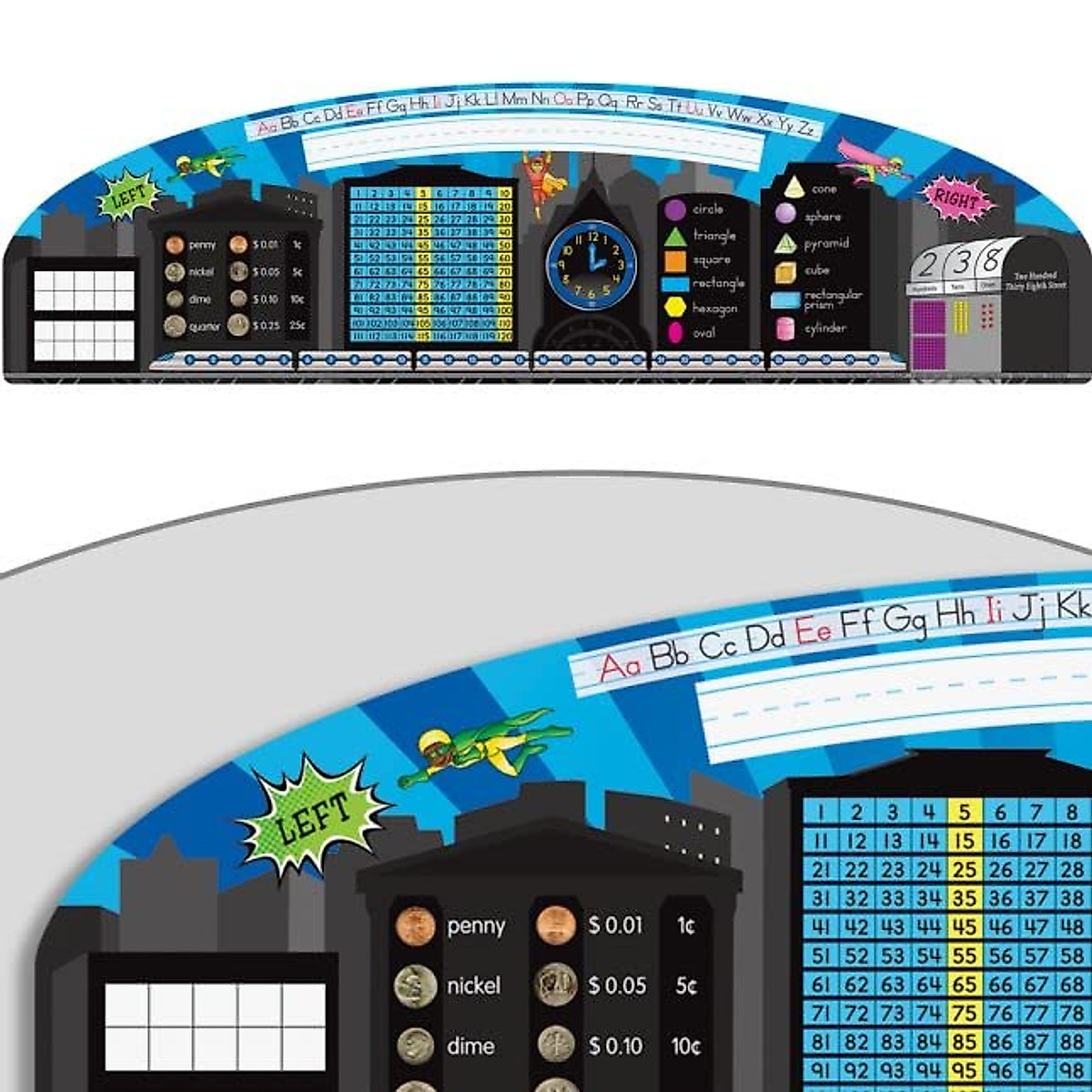 Really Good Stuff 24PK Superhero Self-Adhesive Vinyl Desktop Reference Nameplate 120 Grid, Letters, Numbers, Shapes-Traditional Manuscript Name Tags