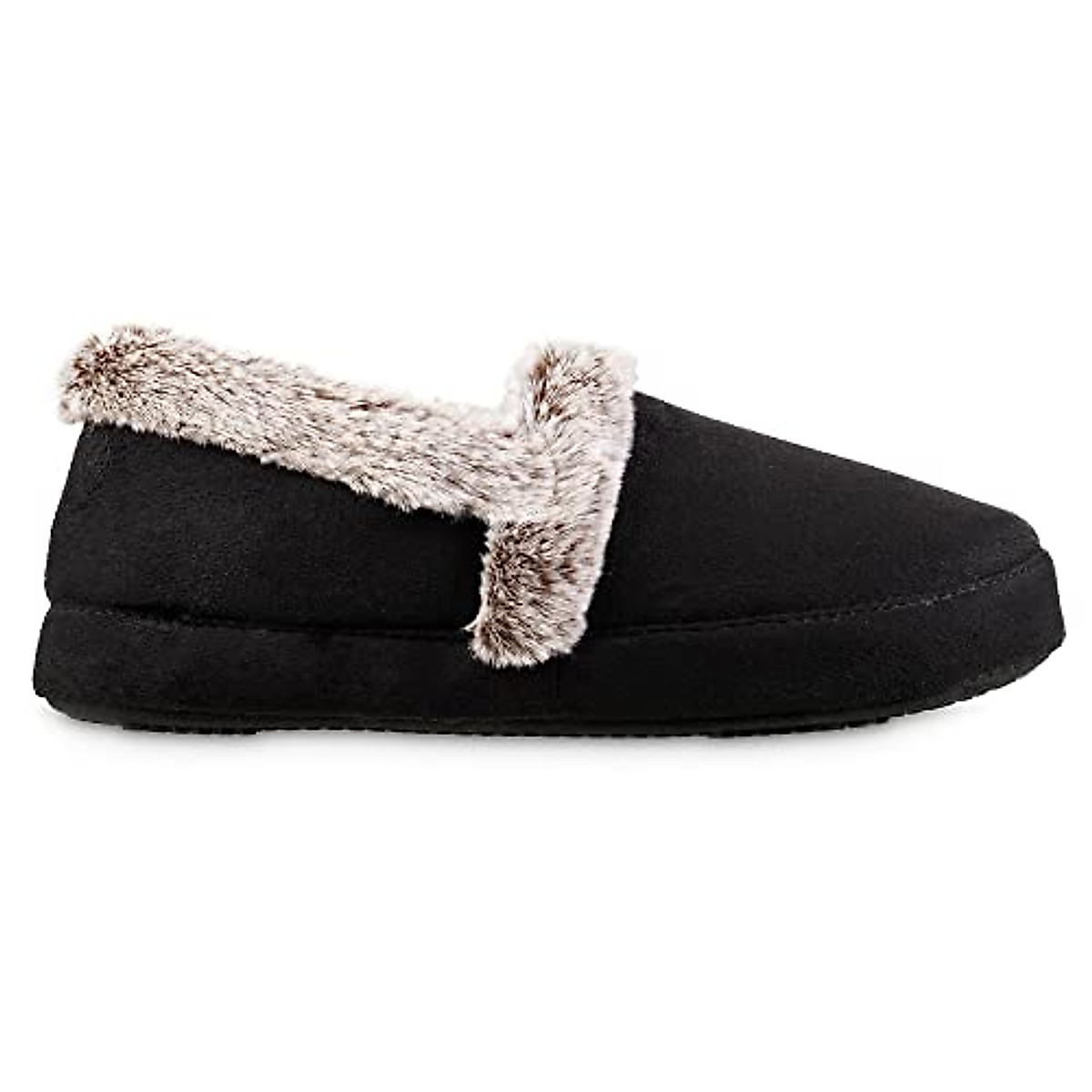 isotoner womens Recycled Microsuede a Line Slipper, Black, 6.5-7.5 US