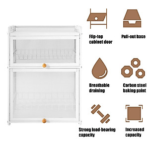 Kitchen Dish Racks, 3 Tier Dish Drying Rack House Dish Organizer Cutlery Drainer with Lid Cover Detachable Drip Tray Storage Box Basket for Kitchen Organizing Storage Holder, Utensil Holder Rack