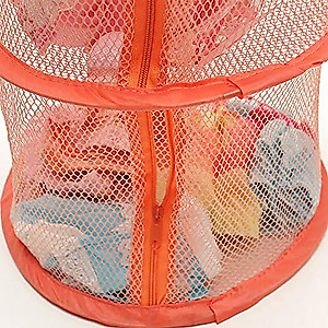 GSHLLO Foldable 3 Compartments Hanging Mesh Storage Bags Mesh Organizer Basket Drying Net Bag with Zipper for Bathroom Wardrobe