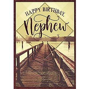 Designer Greetings Long Pier and Gold Foil Diamond Shaped Border Religious Birthday Card for Nephew