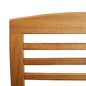 vidaXL Patio Chairs 2 Pcs, Patio Dining Chair with Armrest, Wood Slat Back Outdoor Dining Chair for Deck Garden Lawn, Solid Wood Acacia