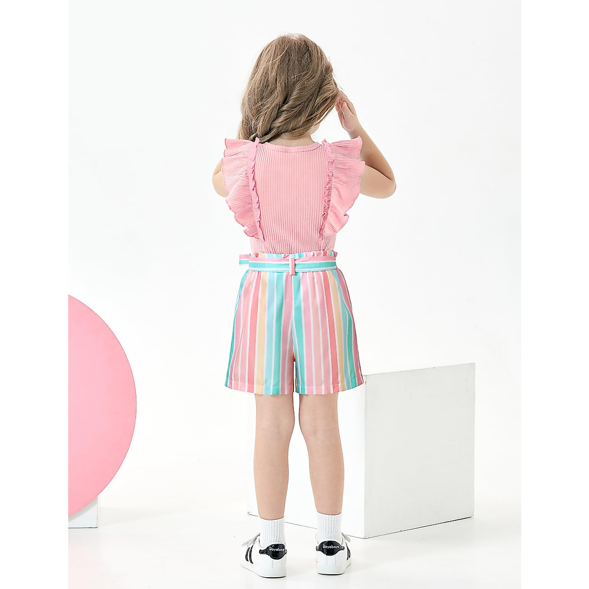 Crazyme Toddler Girl Clothes Short Sleeve T-Shirt Top Pirnted Short Set Baby Girl Outfits 18 Month-5T Girl Clothes