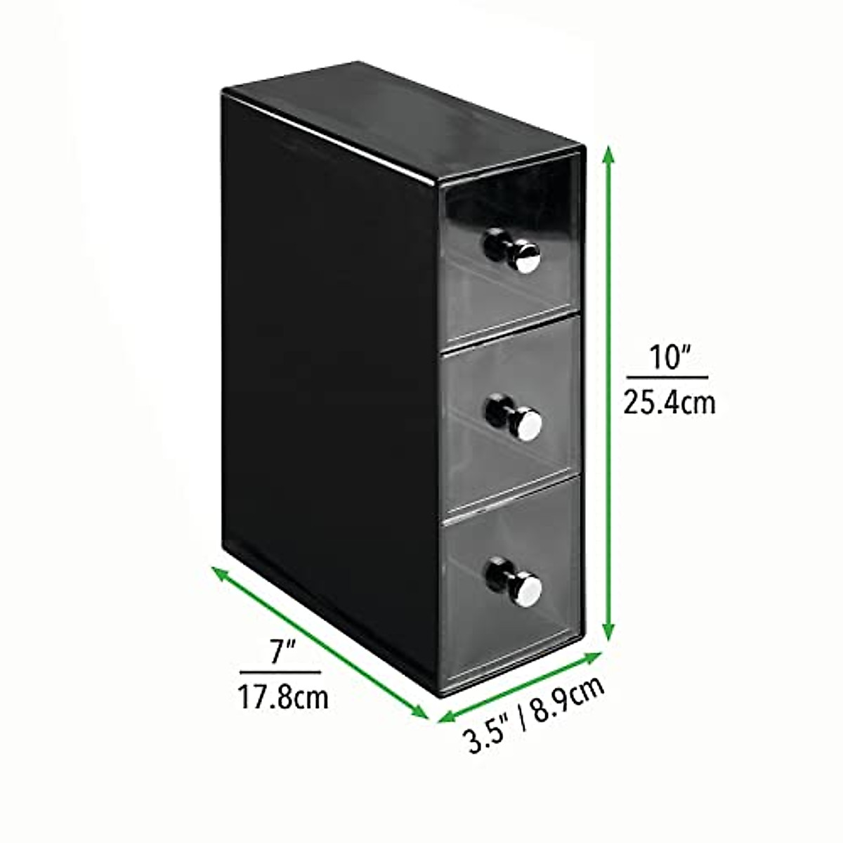 mDesign Plastic Kitchen Pantry Stackable Storage Organizer Container Station, 3 Drawers for Cabinet, Countertop, Holds Coffee, Tea, Sugar Packets, Creamers, Lumiere Collection, 2 Pack - Black/Clear