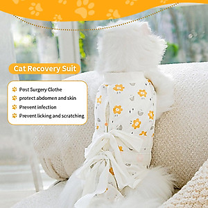 Cat Recovery Suit - Cat Surgery Recovery Suit Breathable Kitten Onesie for Pet Surgical Abdominal Wounds Skin Diseases E-Collar Alternative Wear Soft Cat Surgical Suit (Yellow, S)