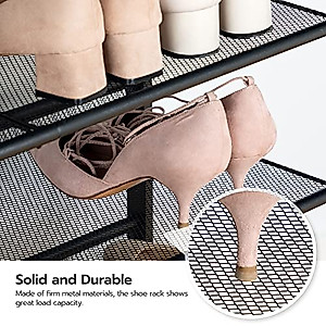 HOOBRO Shoe Rack, 4-Tier Shoe Rack, Shoe Shelf for Entryway, Closet, Holds 12-15 Pairs of Shoes, Shoe Storage Organizer with 3 Metal Mesh Shelves, Solid and Stable, Industrial, Greige BG42XJ01