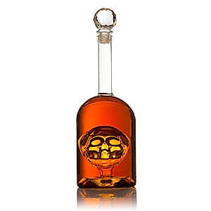 Skull Decanter in Bottler Skull Head by The Wine Savant 750ml, Skull Bottle Skull Face Enlarges with Whiskey, Tequila, Bourbon Scotch or Rum - Great Gift for Any Bar!