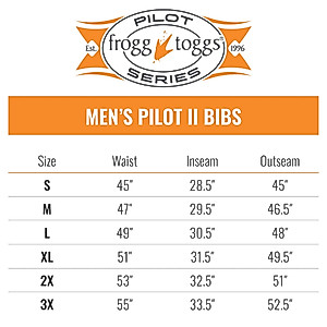 FROGG TOGGS Men's Pilot II Guide Waterproof Breathable Rain Bib, Large, Dust Blue/Slate