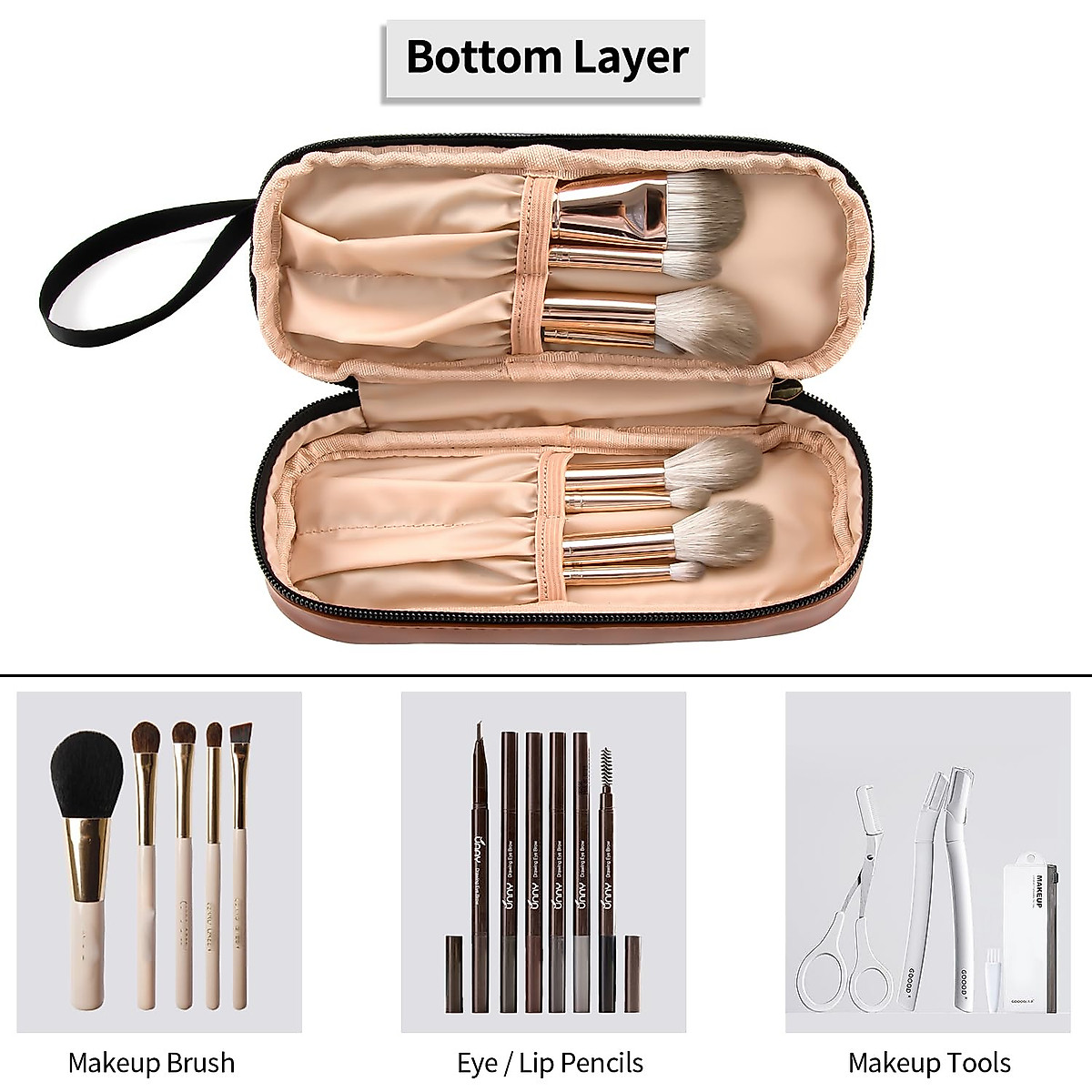 Ethereal Makeup Bag for Purse, Small Makeup Organizer Bag Travel Makeup Bag for Women Makeup Pouch Waterproof Makeup Brush Holder