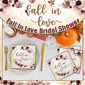 Fall in Love Bridal Shower Napkins Fall in Love Bridal Shower Decorations 40Pcs Fall in Love Napkins Fall Pumpkin Maple Leaf Napkins for Autumn Thanksgiving Party Disposable Supplies…