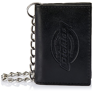 Dickies Men's Leather Chain Wallet - High Security Trifold With ID Window And Credit Card Pockets