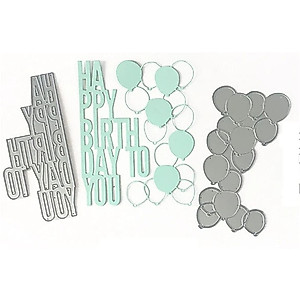 Mvchifay Cutting Dies Metal Stencils Scrapbooking Tool DIY Craft Carbon Steel Embossing Template for Paper Card Making (happy birthday ballon-14.6x12.2cm)