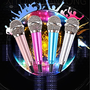 bjduck99 3.5mm Universal Wire Connect Karaoke Metallic Mini Microphone for Cell Phone PC - Silver
