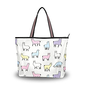 AUUXVA Cute Llama Animal Pattern Handbags for Women Tote Bag Top Handle Shoulder Bag Satchel Purse