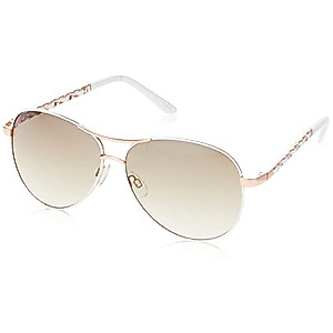 TAHARI womens Th649 Metal UV Protective Aviator Women s Sunglasses Wear Year Round Elegant Gifts for Women 60 mm, Rose Gold & White, 59 mm US