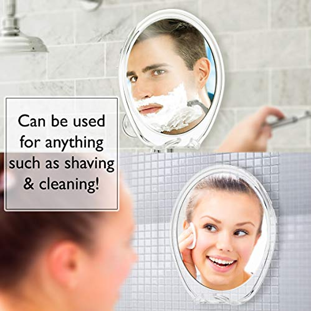 Asani Fogless Shower Mirror for Shaving with Razor Hook | Strong Suction Cup | True Fog Free, Anti-Fog Bathroom Mirror | 360 Degree Swivel, Shatterproof | Travel Friendly | No Fog or Falling Off
