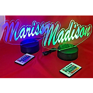 Name Light Up Lamp Any Name Shape Lamp LED Personalized Create Your Own Name In Script Cursive Table Lamp LED, Our Newest Feature - It's WOW, With Remote 16 Color Options, Dimmer, Free Engraving
