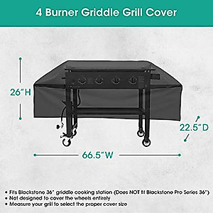 SunPatio Griddle Cover 36 Inch, Compatible for Blackstone 36" Griddle Cooking Station, Royal Gourmet, Camp Chef etc, Outdoor Heavy Duty Waterproof 4 Burner Flat Top Gas Grill Cover with Support Pole