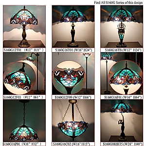 WERFACTORY Tiffany Floor Lamp Green Liaison Stained Glass Arched Lamp 12X18X64 Inches Gooseneck Adjustable Corner Standing Reading Light Decor Bedroom Living Room S160G Series
