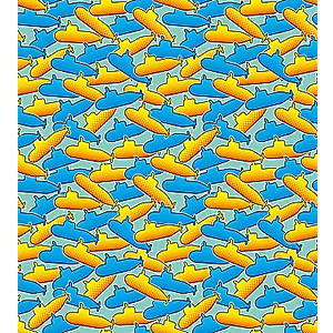 Ambesonne Yellow Submarine Duvet Cover Sets, Pop Art Style Retro Underwater Theme Classical Submarine Design Print, Bedding Set with 2 Duvet Covers & 4 Pillowcases, 2 Pack King Size, Yellow and Blue