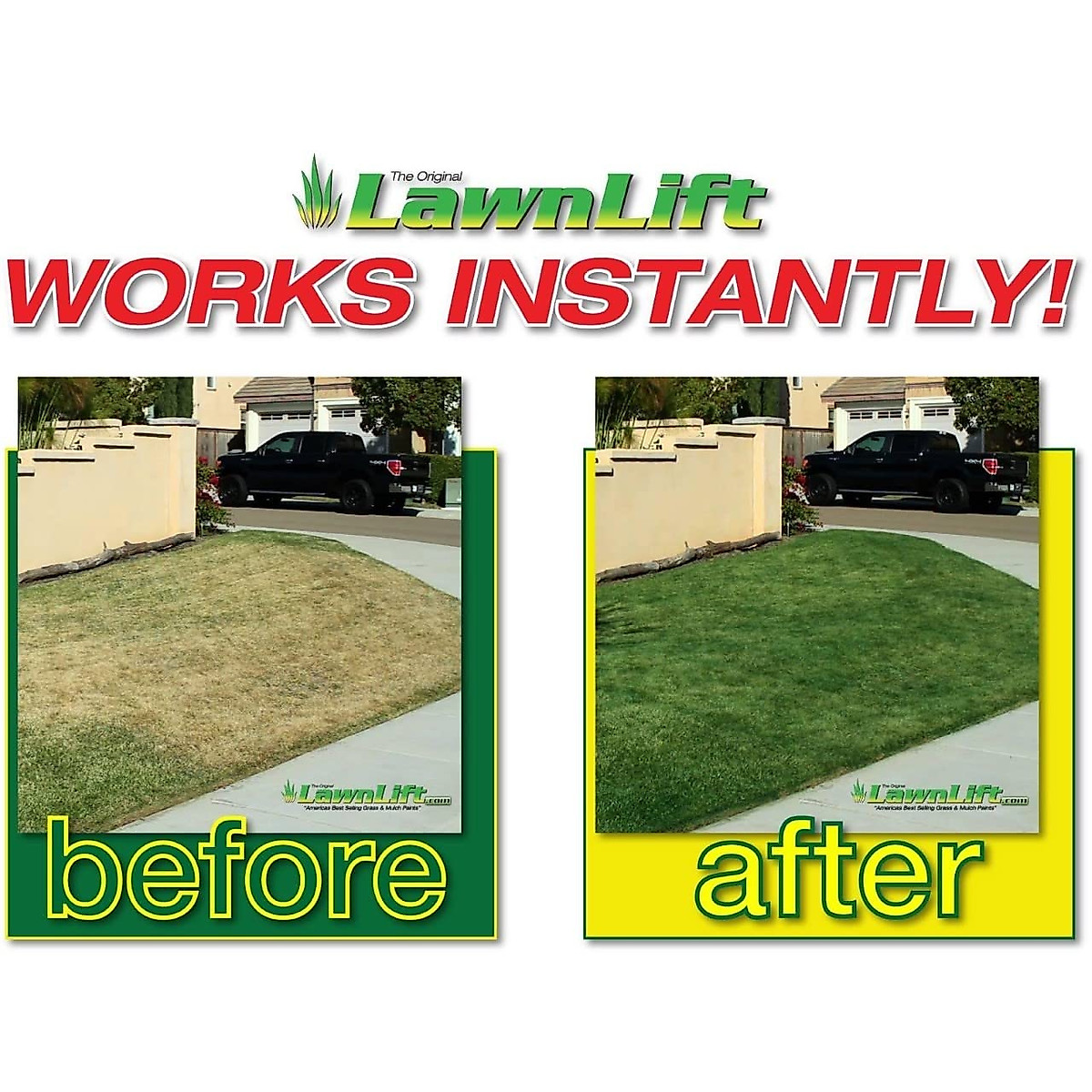 1 gallon pre-mixed, ready to use lawn paint. Includes trigger sprayer and 35" hose for easier application.