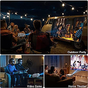 Mini Projectorwith 100" Screen, HOMPOW Portable Projector, Native 720P Outdoor Movie Projector 7500Lux, Home Theater Projector Compatible with HDMI VGA USB TF AV for Home