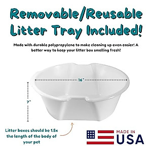 Good Pet Stuff Hidden Litter Box & Reusable Liner Essentials Kit, Round Enclosed Cat Planter Furniture, Fake Plant, Hooded Vented Carbon Filter System for Odor Control, Easy to Clean, Caribbean Blue