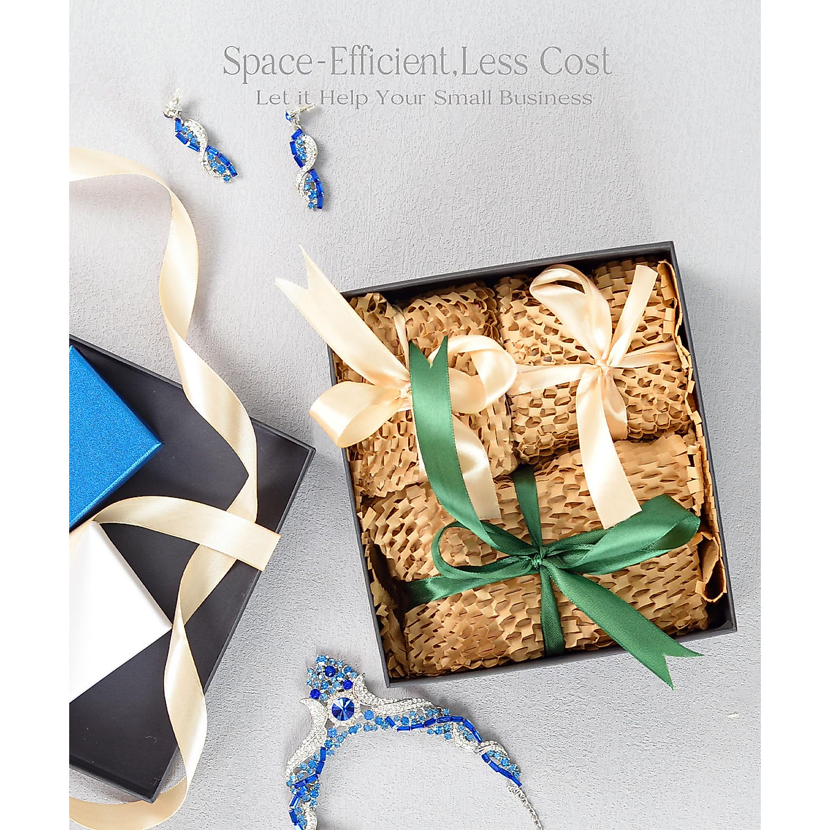 15”x400’Honeycomb Packing Paper,100% Recyclable Honeycomb Cushioning Wrap Roll for Safe Moving Shipping Packaging with 20 Fragile Stickers.