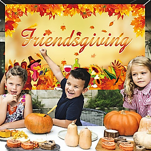 Friendsgiving Backdrop, Friendsgiving Photo Backdrop Happy Friendsgiving Banner, Thanksgiving Backdrops for Photography Party Decorations, 71 x 43 Inch