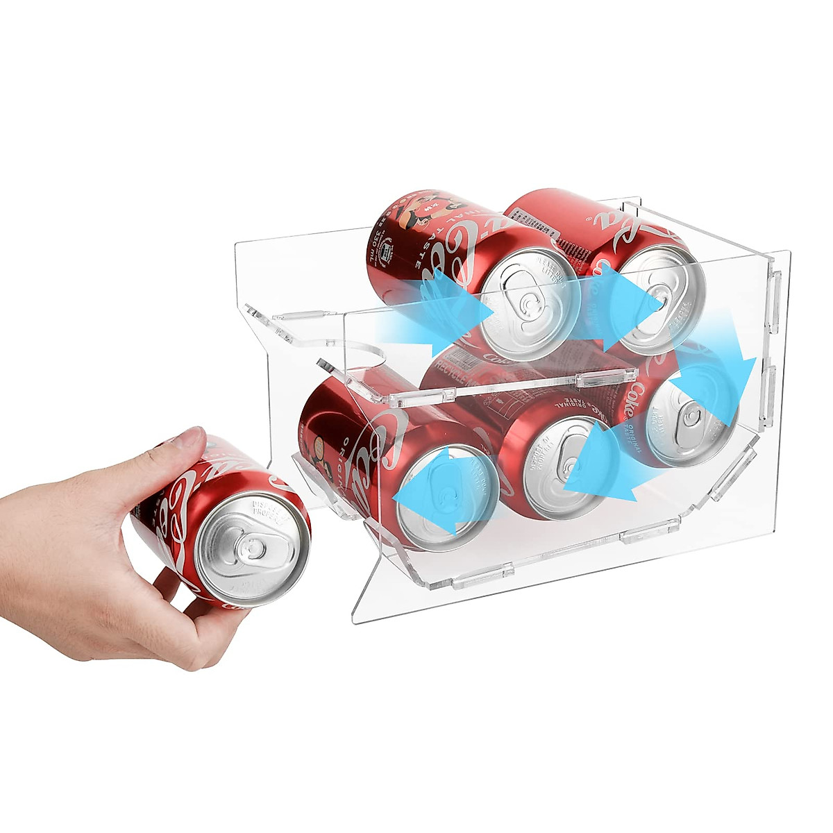 Soda Can Organizer for Refrigerator, Acrylic Rolling Can Organizer Dispenser, Auto Beverage Can Holder Rack, Can Storage Organizer, Can Drink Holder for Canned Food Beer 12oz Standard Cans