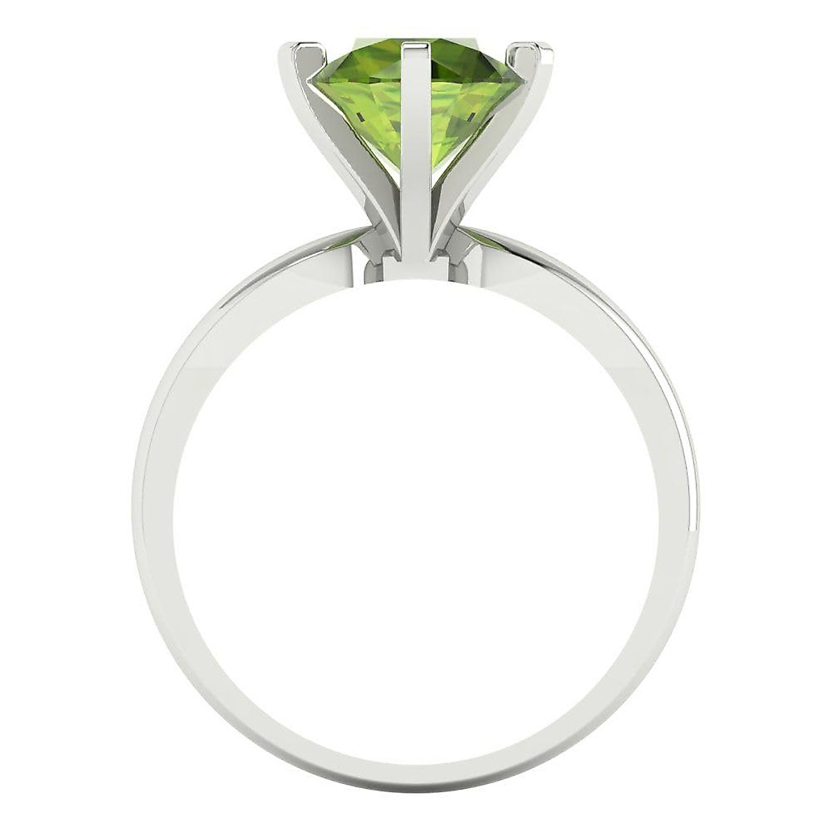 Clara Pucci 2.50ct Round Cut Solitaire Natural Peridot Excellent Engagement Bridal Promise Anniversary Ring in 18K White Gold Size 8.75