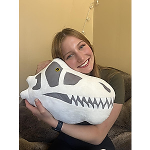 GIANT MICROBES Fuzzy Fossils Gigantic 15" T rex Stuffed Animal, T rex Plush, Dinosaur Stuffed Animal, Tyrannosaurus Rex Toy, Dinosaur Skull Decor, Dinosaur Pillow, Paleontologist Gifts