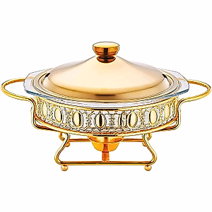 Chef Chafing Dish Buffet Set, Stainless Steel Chafer and Buffet Warmers Sets, Catering Buffet Mini Hot Pot Outdoor Picnic Household (Gold)
