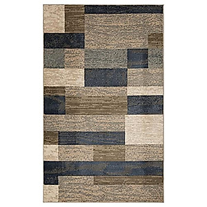 BNM Indoor Large Area Rug with Jute Backing, Modern Geometric, Perfect for Living and Dining Room, Bedroom, Hardwood Floors, Office, Dorm, Entryway, Rockwood Collection, 8' x 10', Midnight Navy