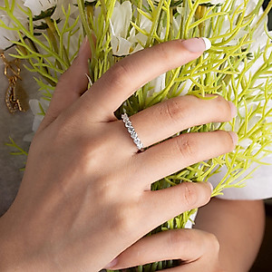 Ladylike Moissanite 3 Stone Engagement Rings 1.6 Carats and 7 Stone Wedding Band 0.7ct D Color VVS1 Simulation Diamond Ring (size 8.5)