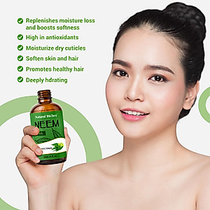 Natural Riches Neem Oil for Skin Care Cold Pressed, 100% Pure. Great for Hair Care, Skin, Nails, Acne Anti-Aging Moisturizer - You can also use it on plants. 4 fl. oz.