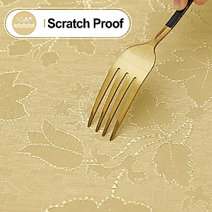 misaya Rectangle Fall Jacquard Tablecloth, Maple Leaf Damask Table Cloth, Waterproof Fabric Table Cover for Harvest and Thanksgiving Decorations (60" x 120", Yellow)