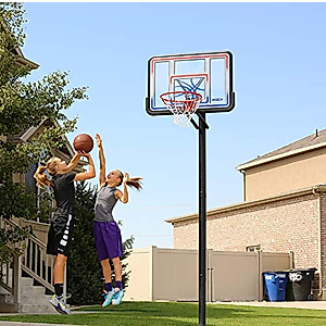 Lifetime 1008 Adjustable In-Ground Basketball Hoop, 44-Inch Backboard, Red/White/Blue