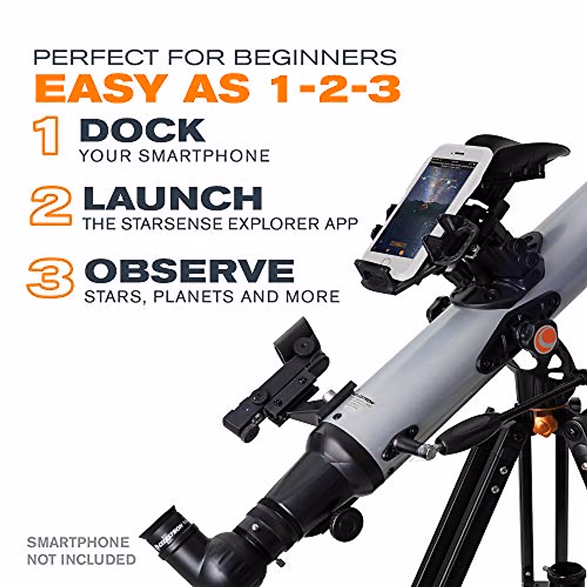 Celestron – StarSense Explorer LT 80AZ Smartphone App-Enabled Telescope – Works with StarSense App to Help You Find Stars, Planets & More – iPhone/Android Compatible